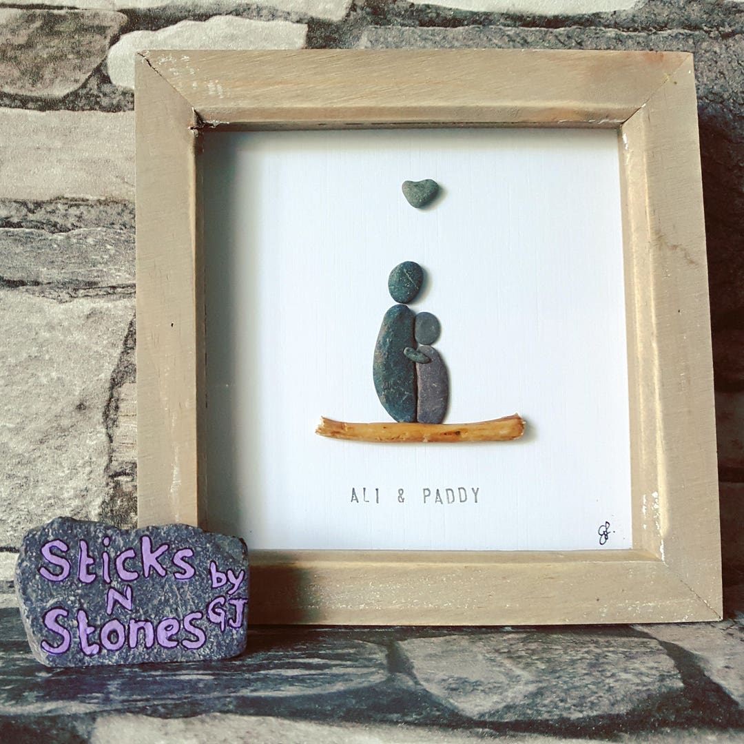 Pebble Art Picture 'my Love' - Pebble People on Driftwood & Pebble ...