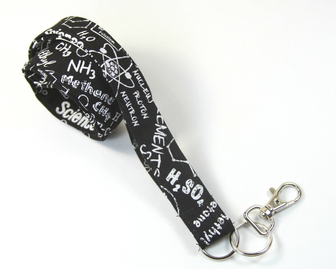 SCIENCE Fabric Lanyard, Chemistry Fabric Badge Holder, Black Fabric ...
