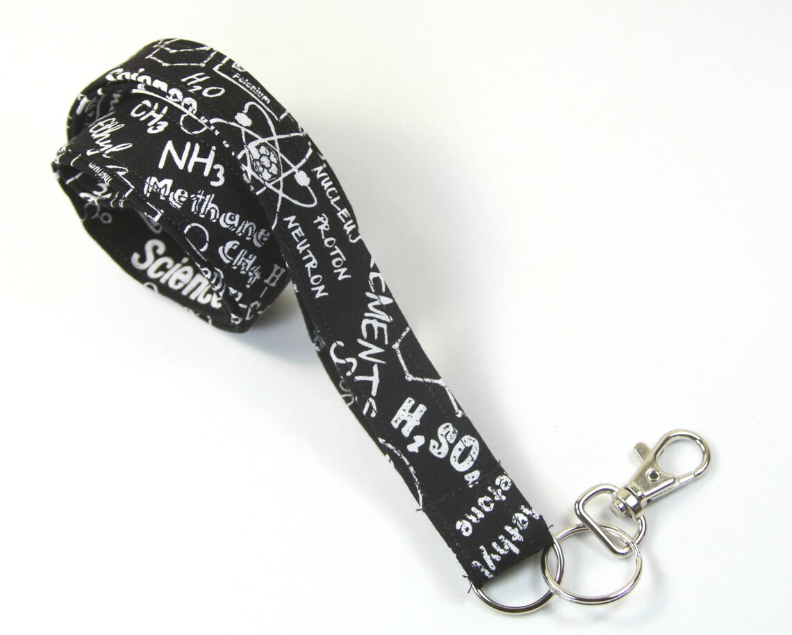 SCIENCE Fabric Lanyard, Chemistry Fabric Badge Holder, Black Fabric ...