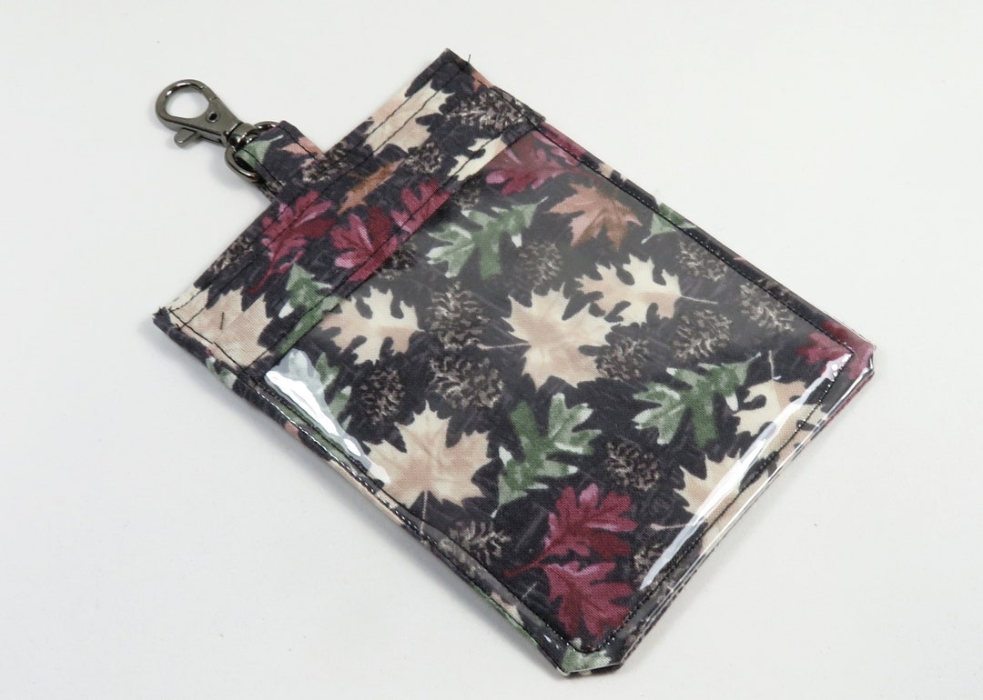 AUTUMN Fabric ID Card Holder, Leaves Design Card Holder, Fall Leaves ...