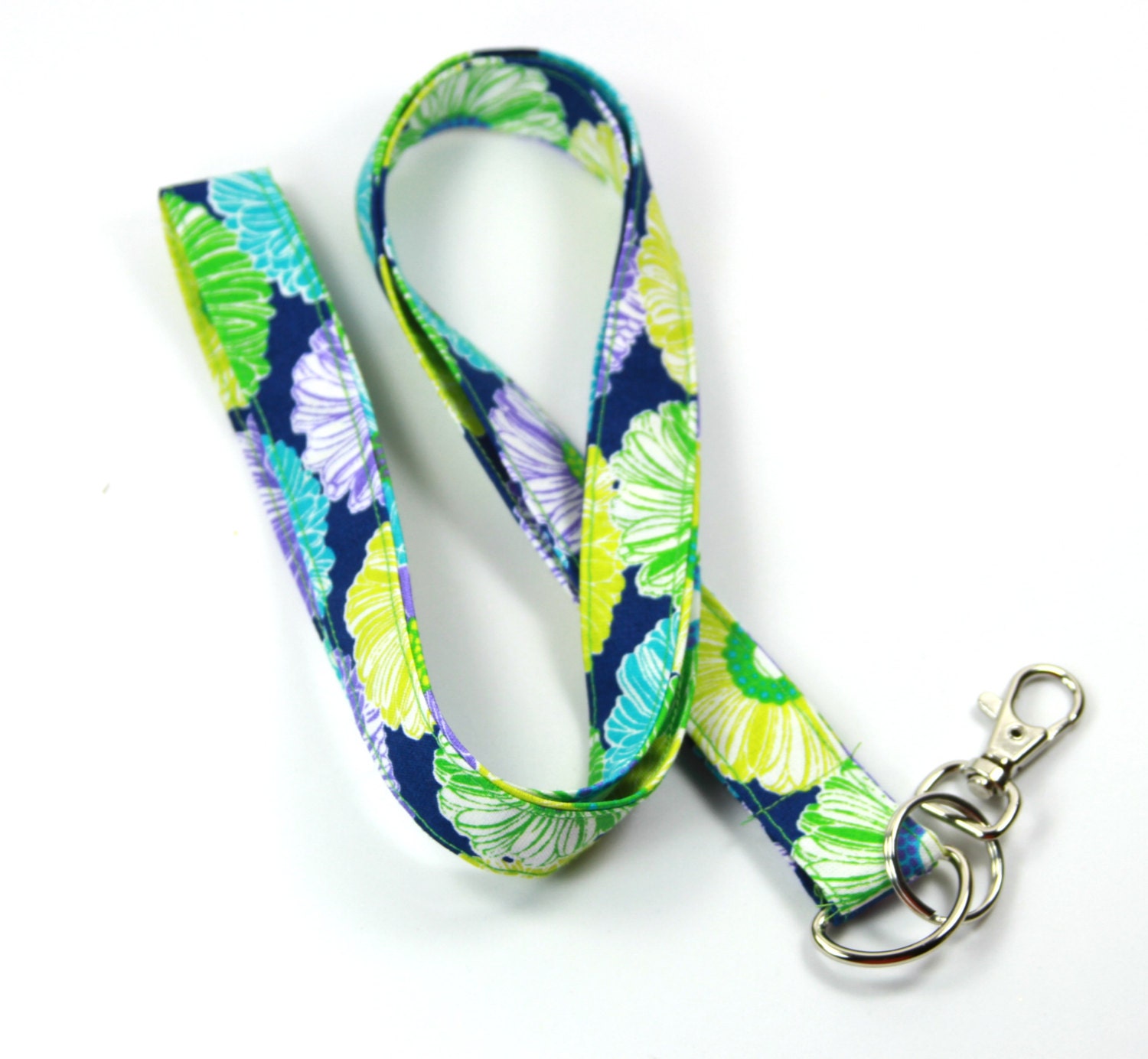FLORAL Fabric Lanyard Green Fabric Lanyard Flower Fabric | Etsy
