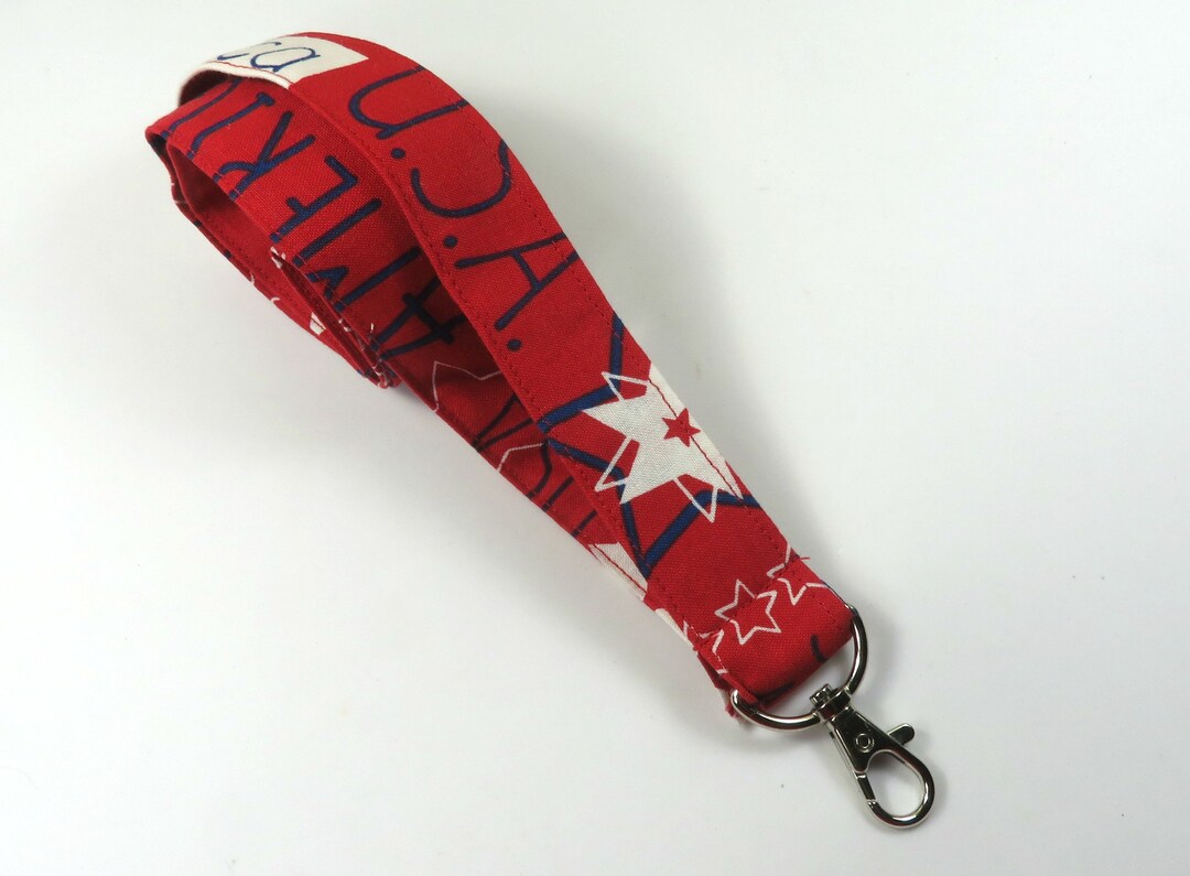 PATRIOTIC Fabric Lanyard, Fabric Badge Holder, USA Flag Lanyard ...