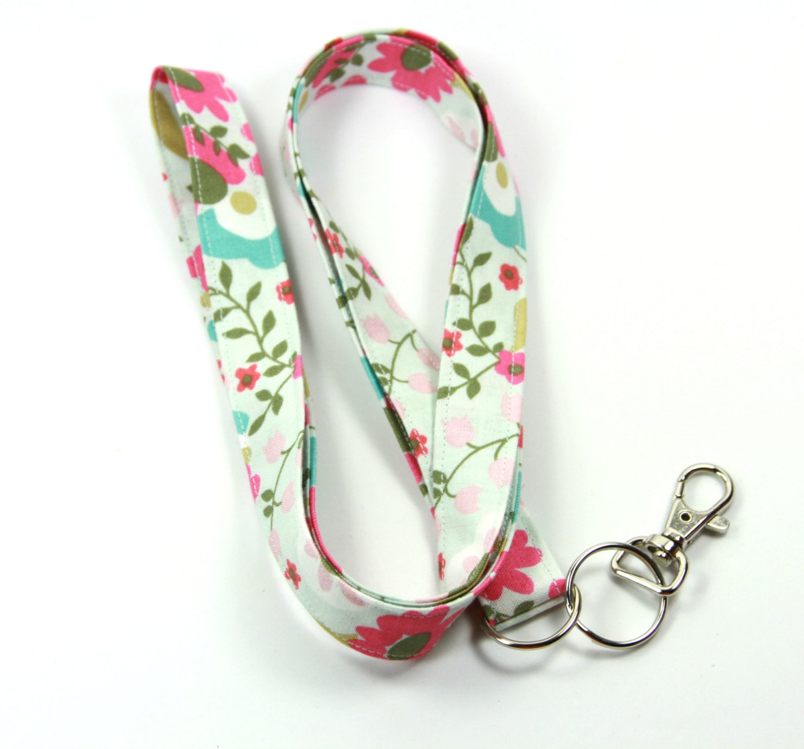 FLORAL Fabric Lanyard, Pink Flowers Lanyard, Flower Badge Holder ...