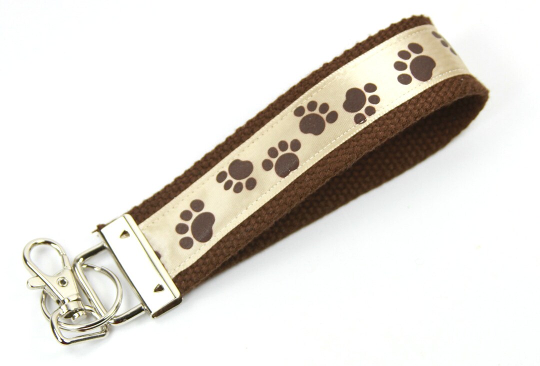 PAW Fabric Key Fob, Paw Keychain, Pet Paw Key Fob, Brown Key Fob, Brown ...