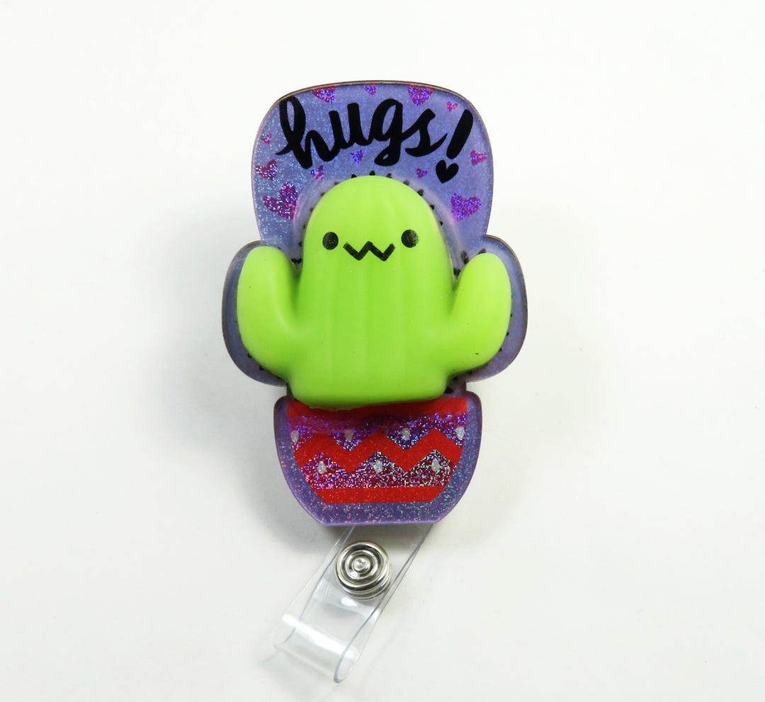 CACTUS Hugs, Cute Hugs Design Badge Holder, Retractable Badge Holder - Etsy