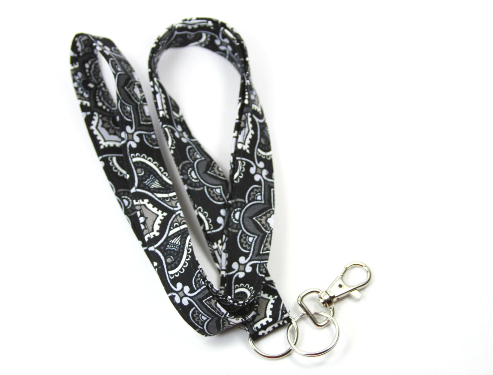 BLACK Fabric Lanyard Black Badge Holder Designer Lanyard | Etsy