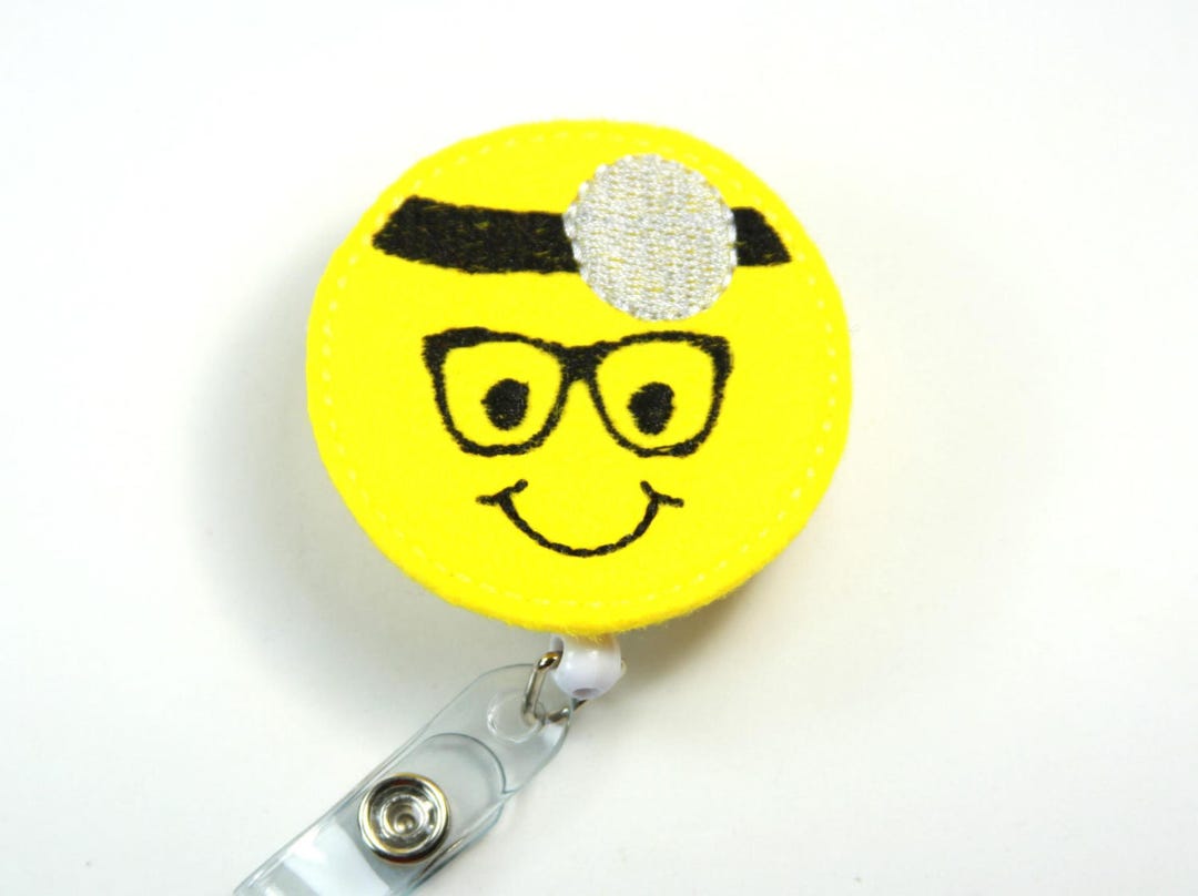 SMILES Felt Badge Reel, Smiley Badge Holder, Yellow Smile Badge Holder ...