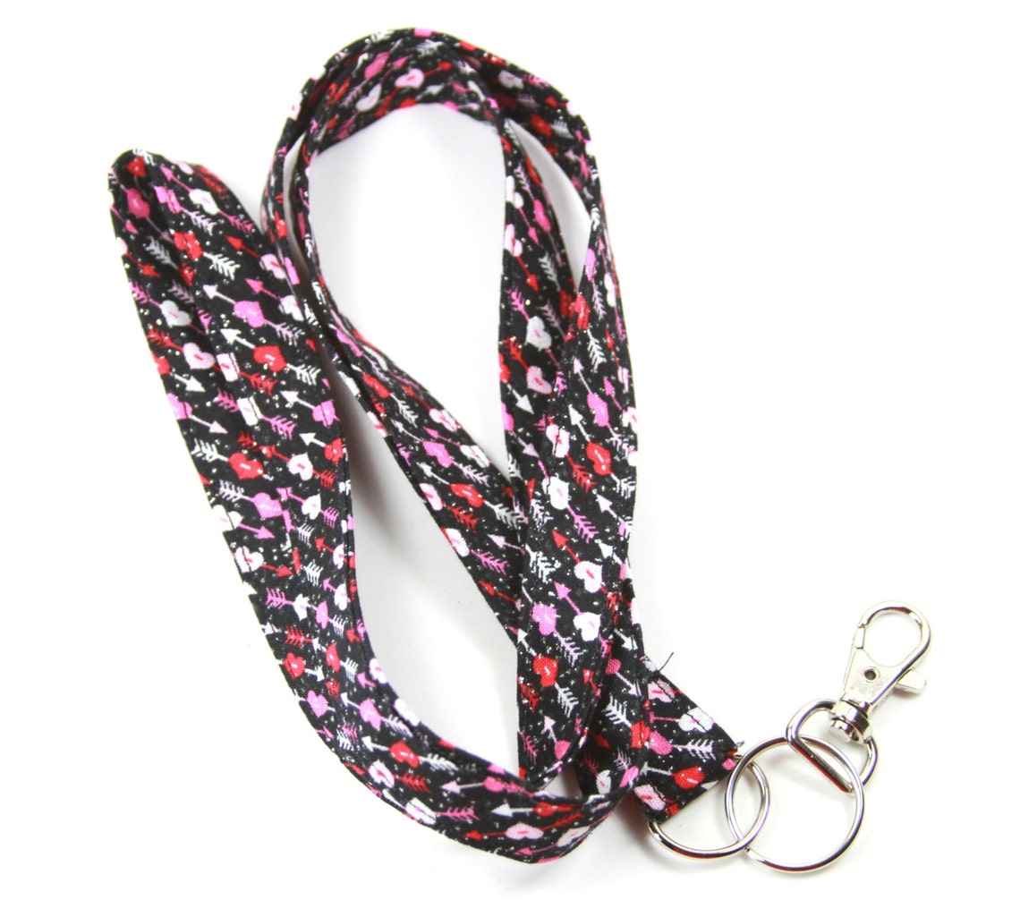 HEARTS Fabric Lanyard Hearts Badge Holder Little Hearts - Etsy