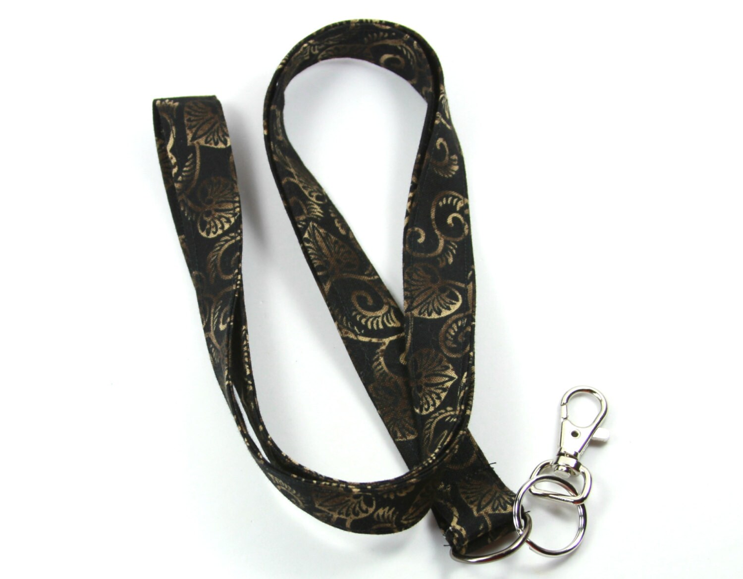 BLACK Fabric Lanyard, Black and Brown Fabric Lanyard, Fabric Badge ...