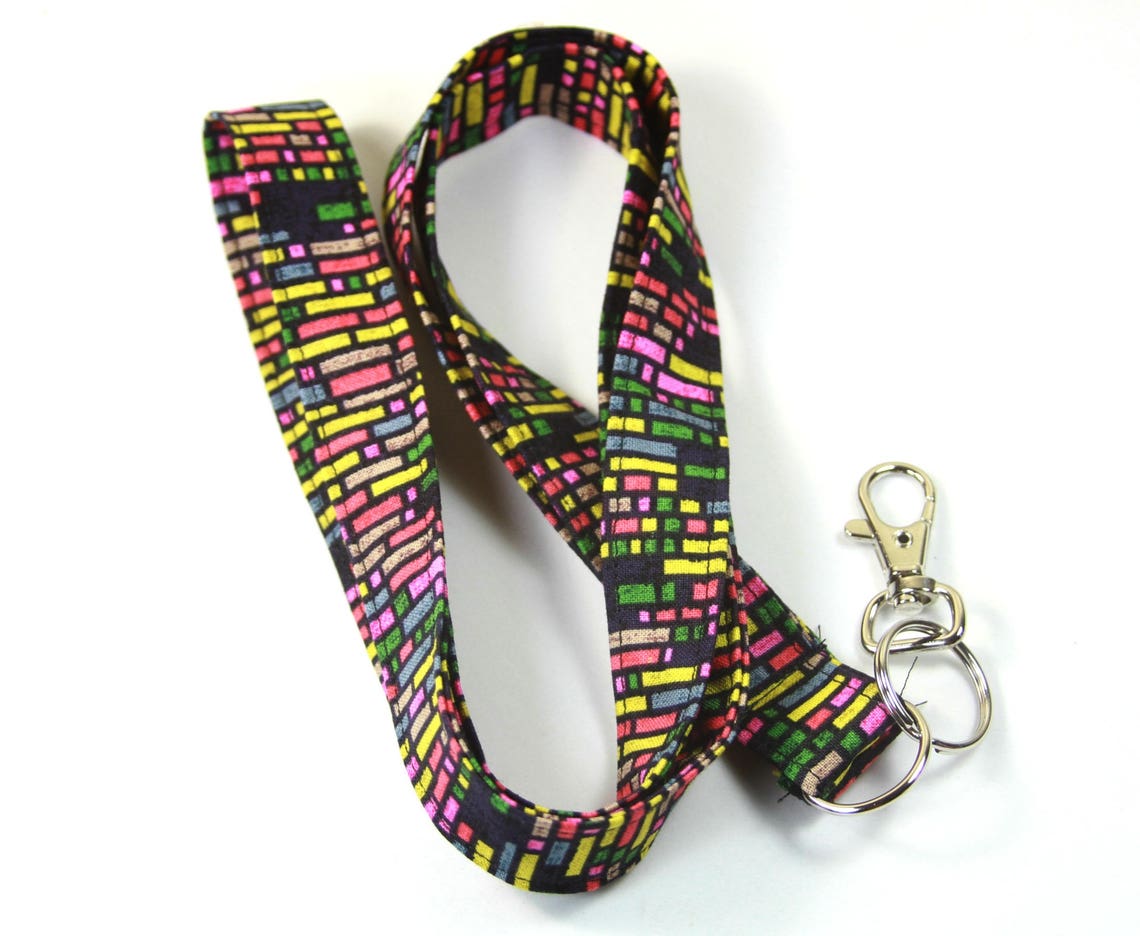 COLORFUL Fabric Lanyard Colorful Square Badge Holder Modern - Etsy