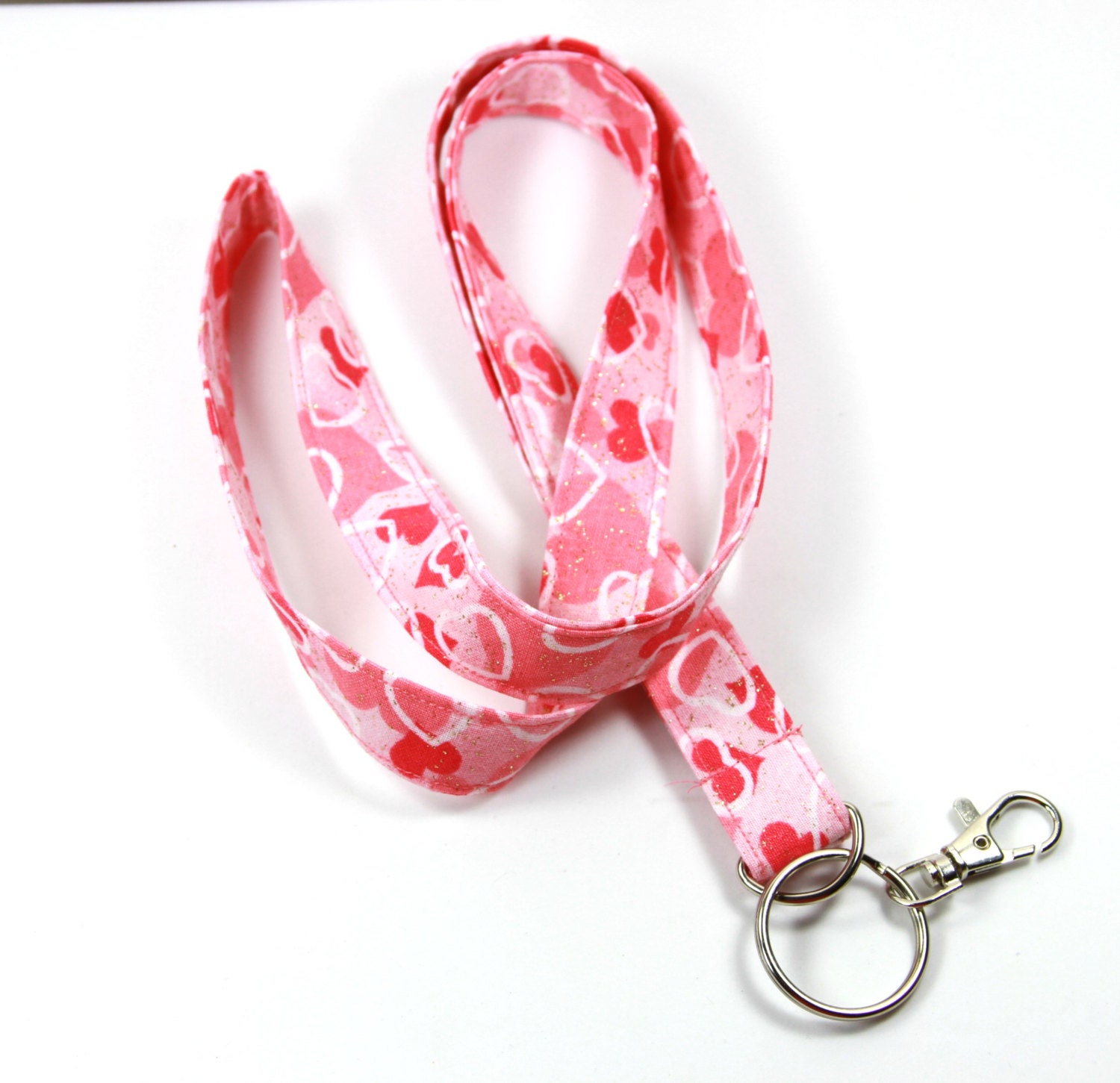 SPARKLY HEART Fabric Lanyard Fabric Badge Holder Heart - Etsy