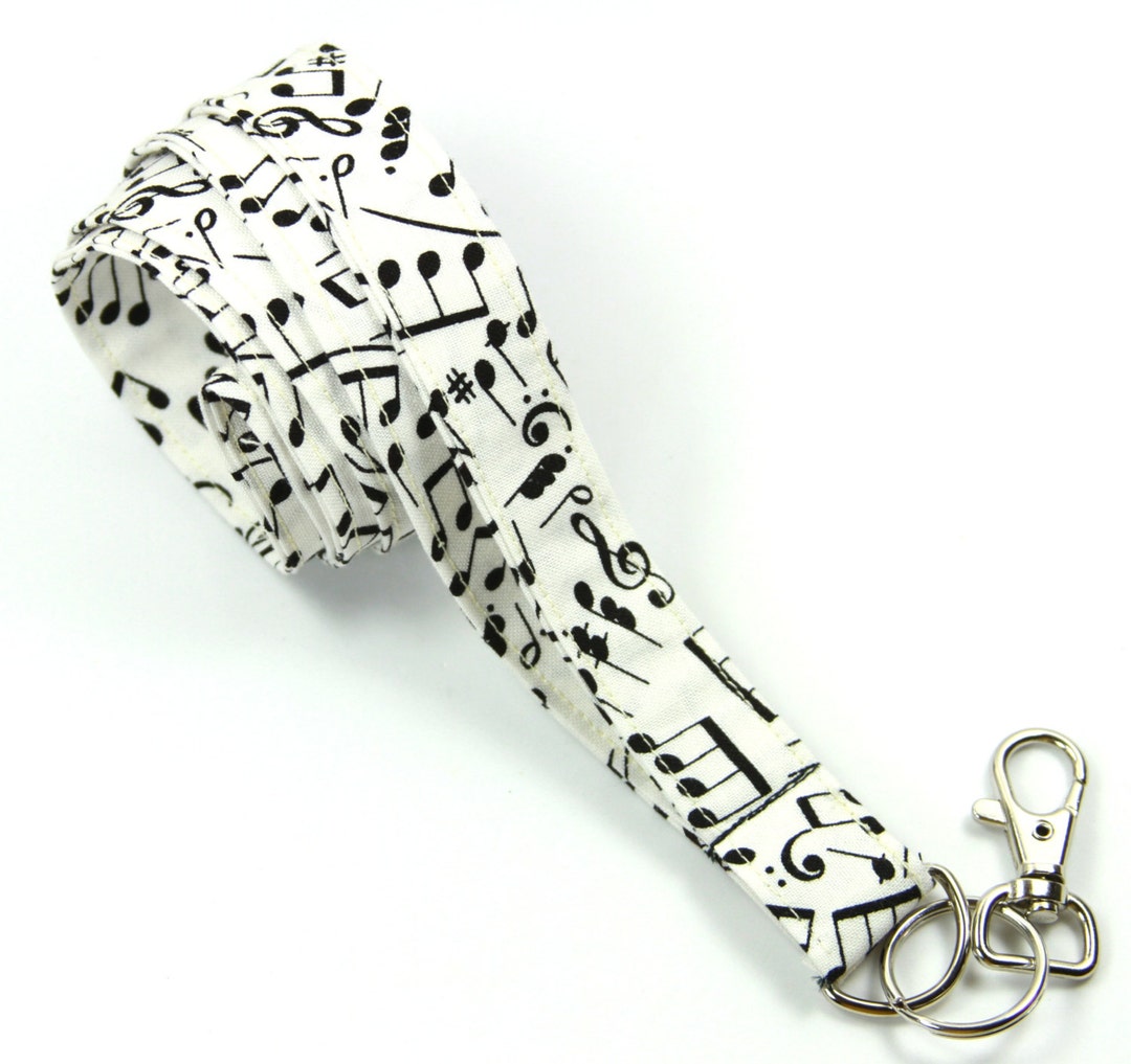 MUSICAL NOTES Fabric Lanyard, Musical Fabric Badge Holder, Music Notes ...