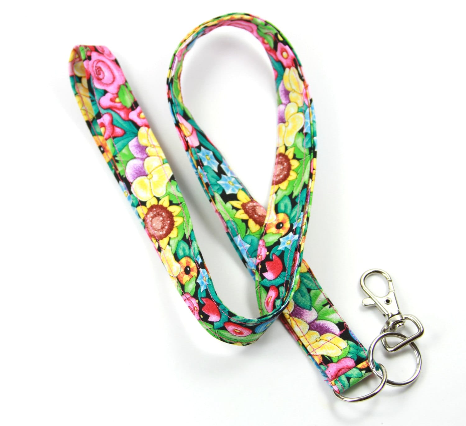 FLORAL Fabric Lanyard Spring Fabric Badge Holder Sunflower - Etsy