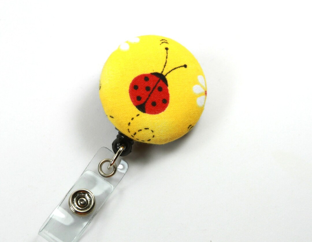 LADYBUG Fabric Button, Ladybug Badge Reel, Retractable Badge Reel - Etsy