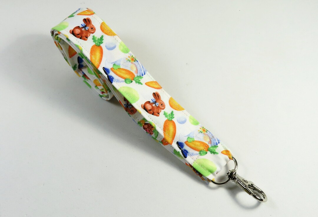 RABBITS Fabric Lanyard, Easter Badge Holder, Easter Gnome Badge Holder ...