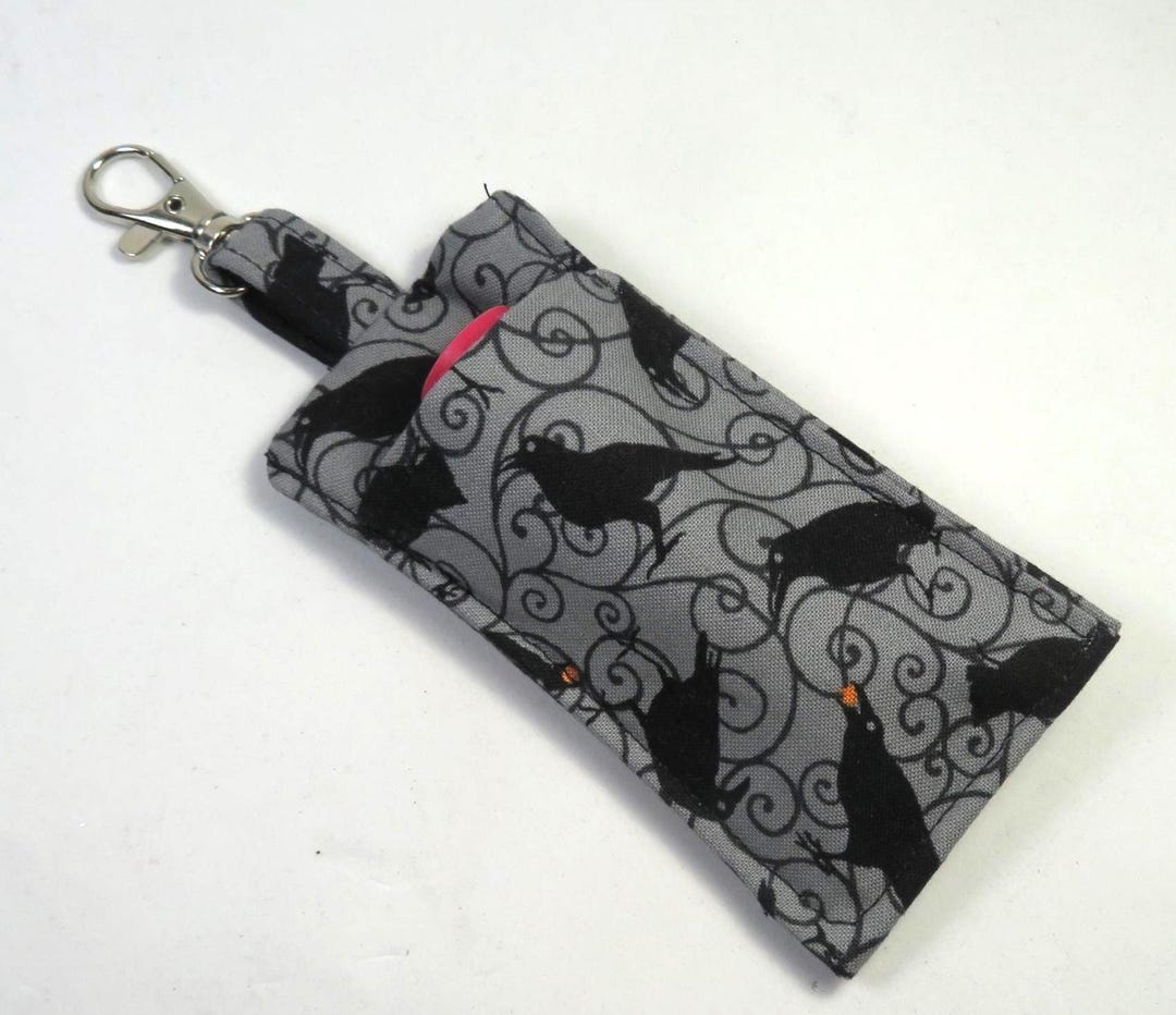 Crow Lip Balm Holder, Beautiful Gifts, Fabric Keychain, Black Crow ...