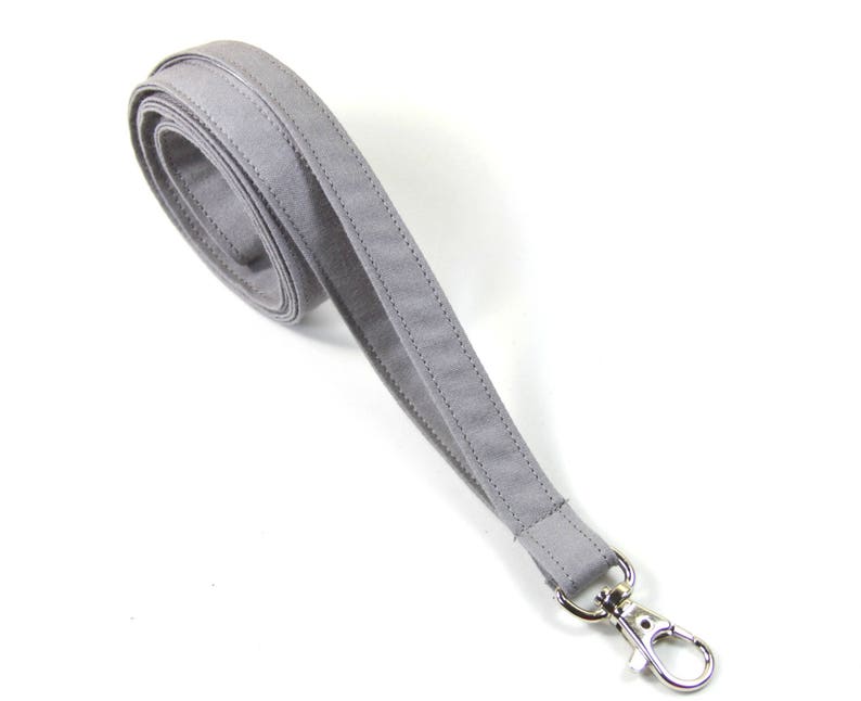 GRAY Fabric Lanyard Gray Badge Holder Skinny Gray Lanyard | Etsy