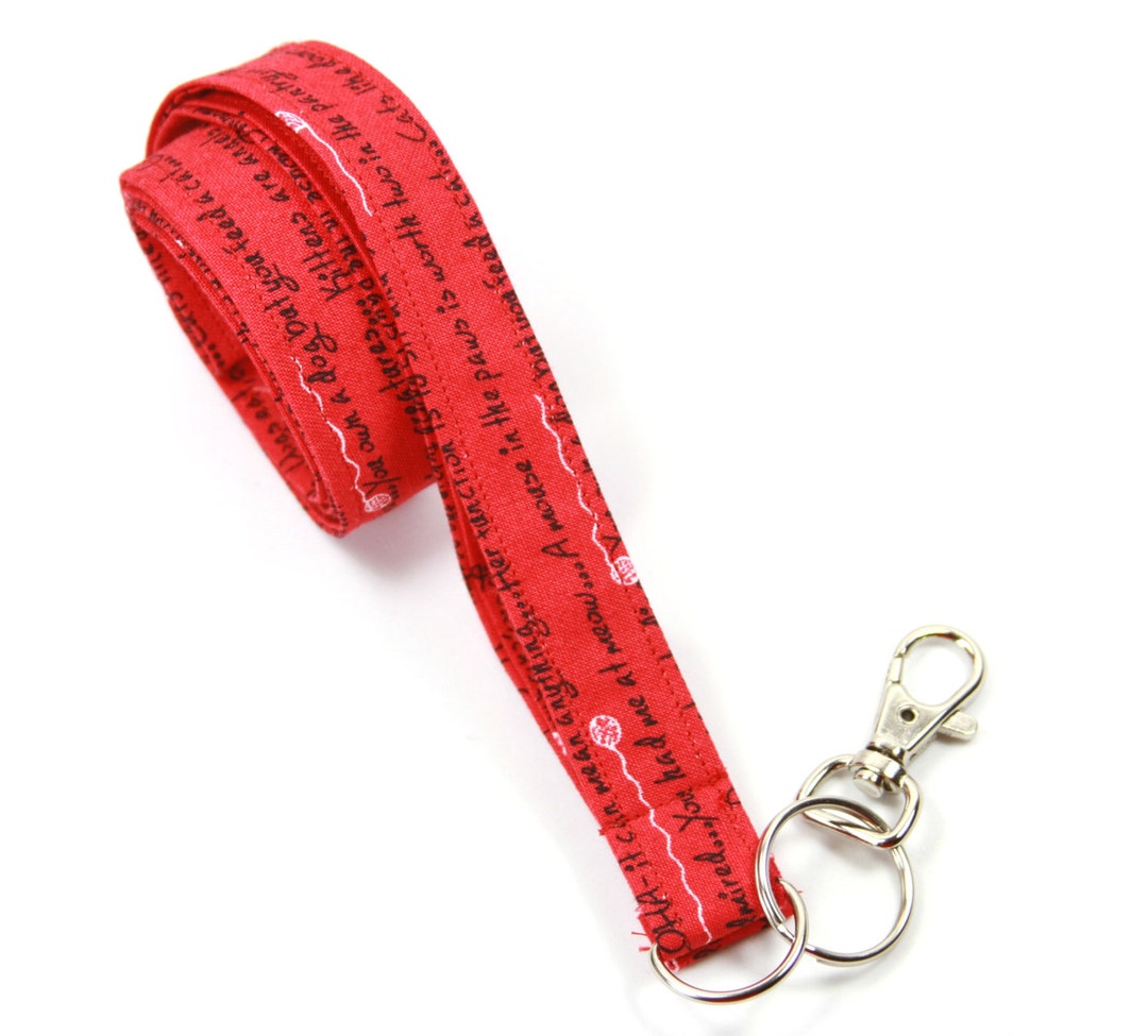CAT Fabric Lanyard, Cat Quotes Lanyard, Cat Badge Holder, Red Lanyard ...