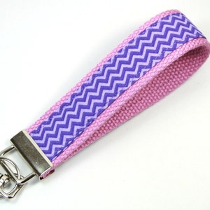 CHEVRON Fabric Key Fob, Purple Chevron Keychain, Purple Key Fob ...