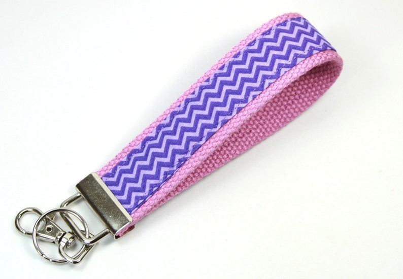 CHEVRON Fabric Key Fob, Purple Chevron Keychain, Purple Key Fob ...