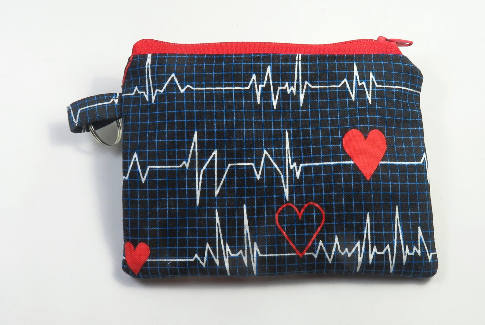 HEART Ekg Fabric Bags, Zipper Bags, Coin Purse, Zipper Pouch, Beautiful ...