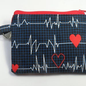HEART Ekg Fabric Bags, Zipper Bags, Coin Purse, Zipper Pouch, Beautiful ...