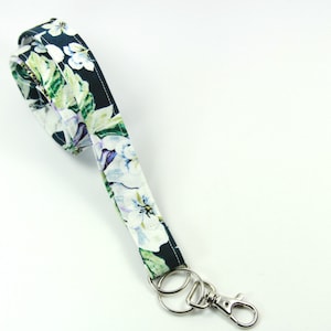 FLORAL Fabric Lanyard, Purple Flowers Lanyard, Purple Badge Holder ...