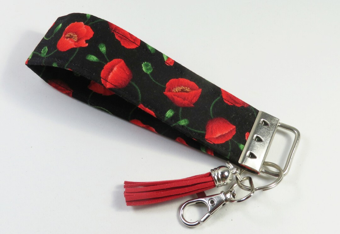 POPPIES Fabric Keyfobs, Red Flower Keychain, Floral Keyfobs, Poppies ...