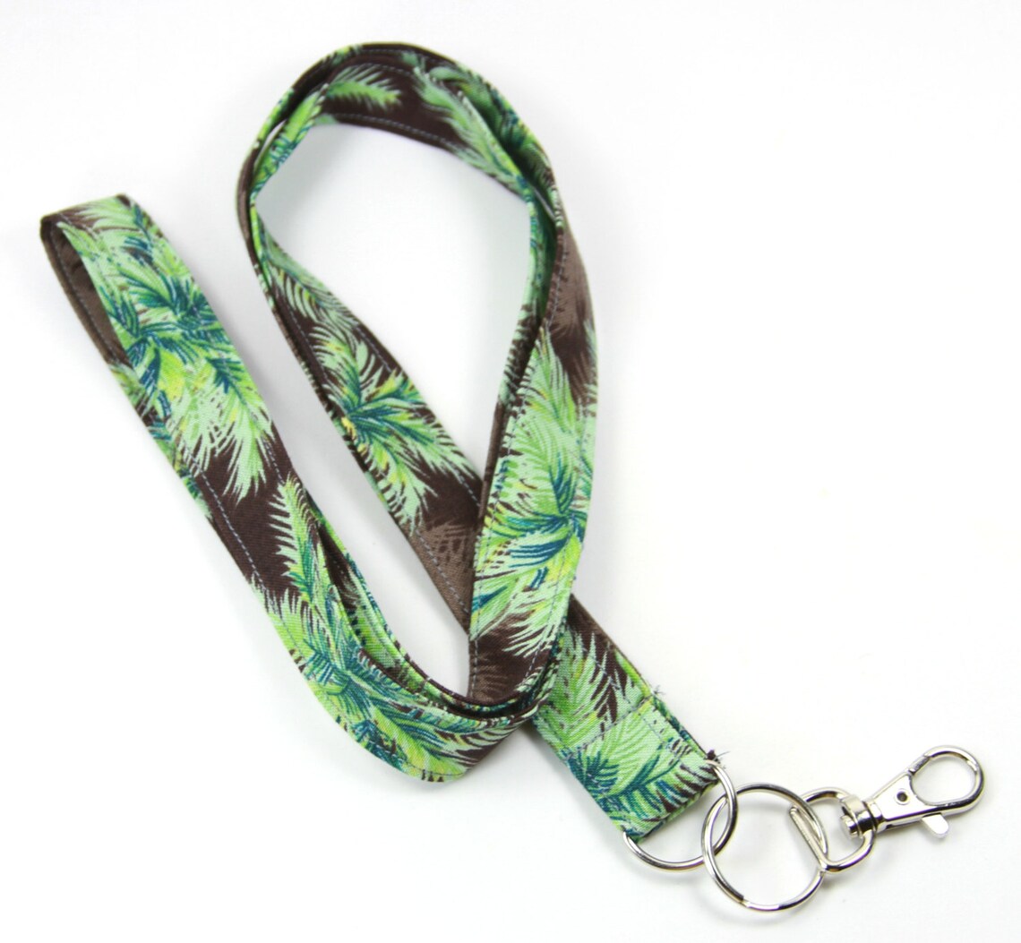 PALM TREES Fabric Lanyard, Palm Trees Badge Holder, Trees Lanyard, Palm ...