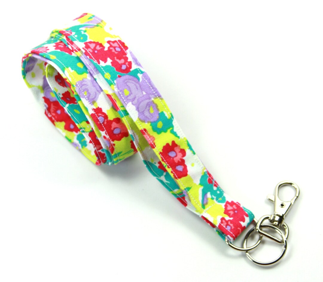 FLOWER Fabric Lanyard, Fabric Badge Holder, Fabric Lanyard, Spring ...