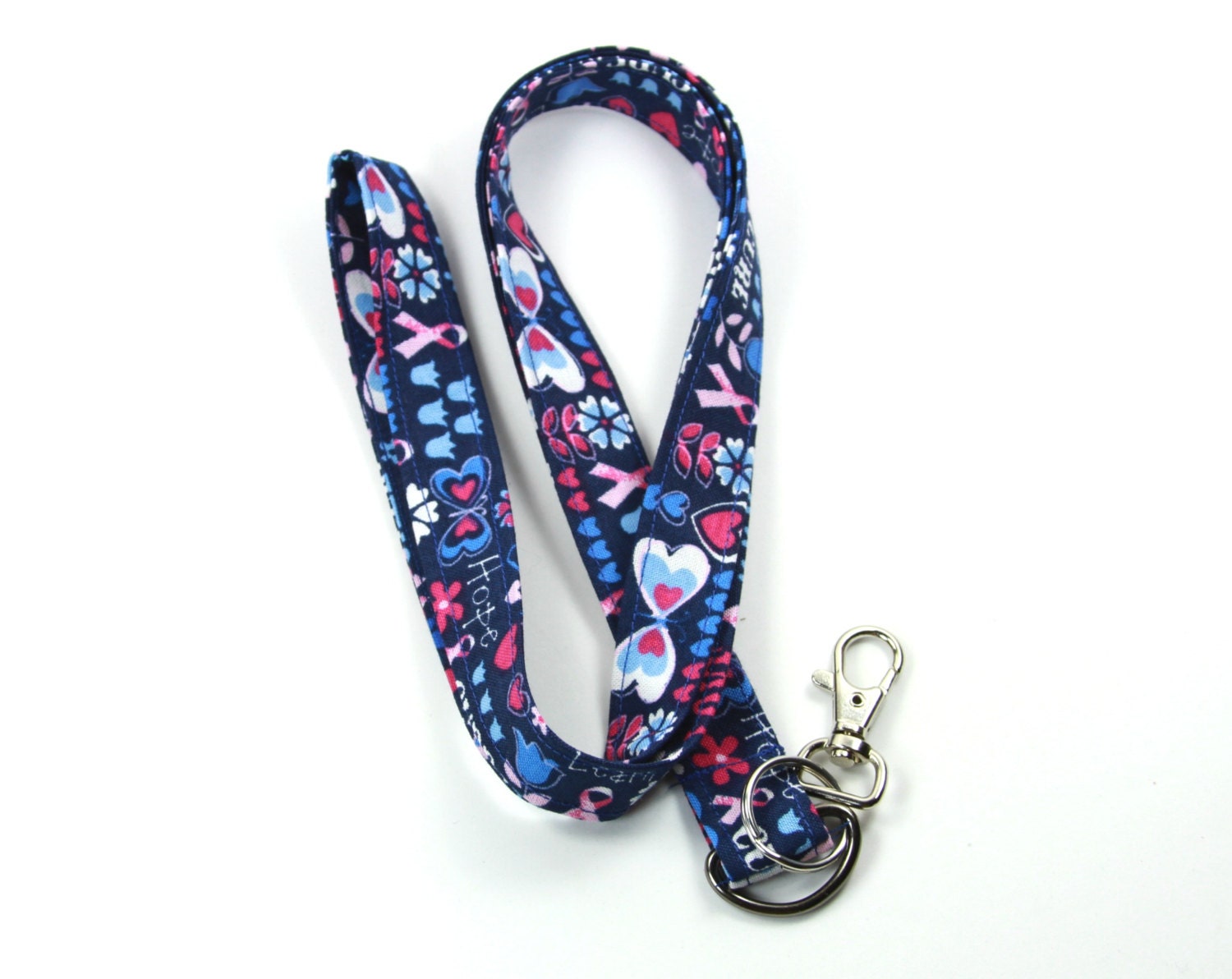 PINK RIBBON Fabric Lanyard Breast Cancer Awareness Lanyard - Etsy