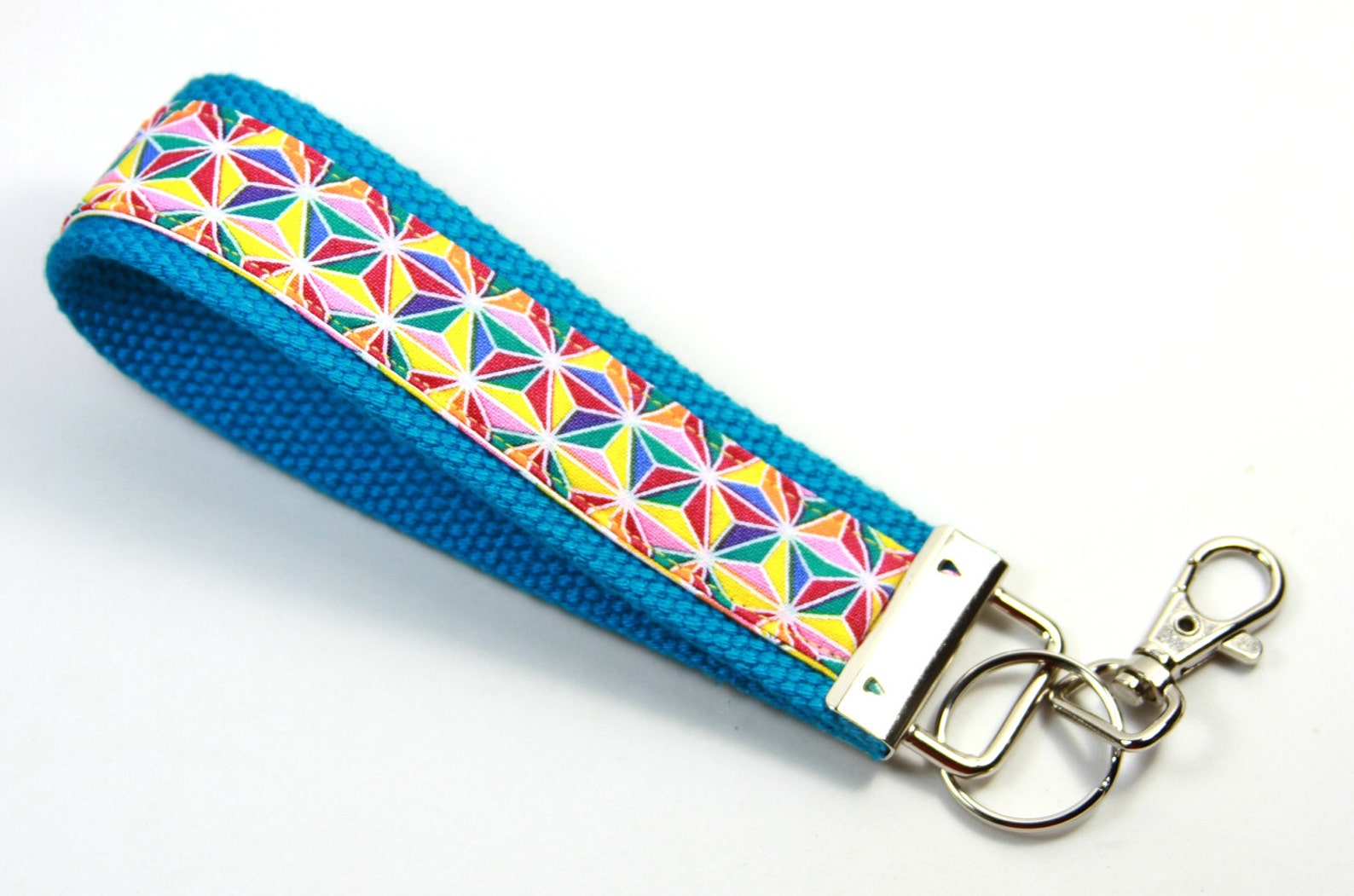 FLORAL Fabric Key Fob Colorful Key Chain Colorful Wristlet - Etsy