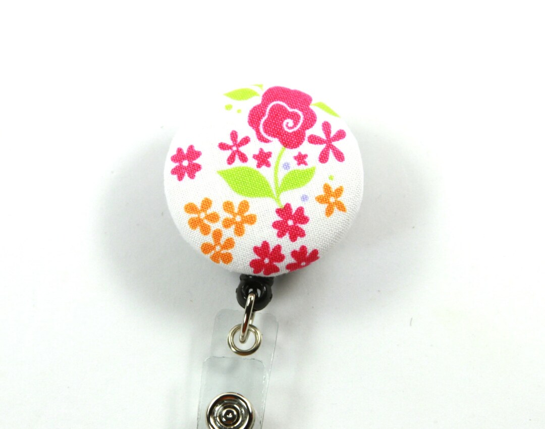 FLOWER Fabric Badge Reel, Retractable Badge Reel, Flower Lanyard ...