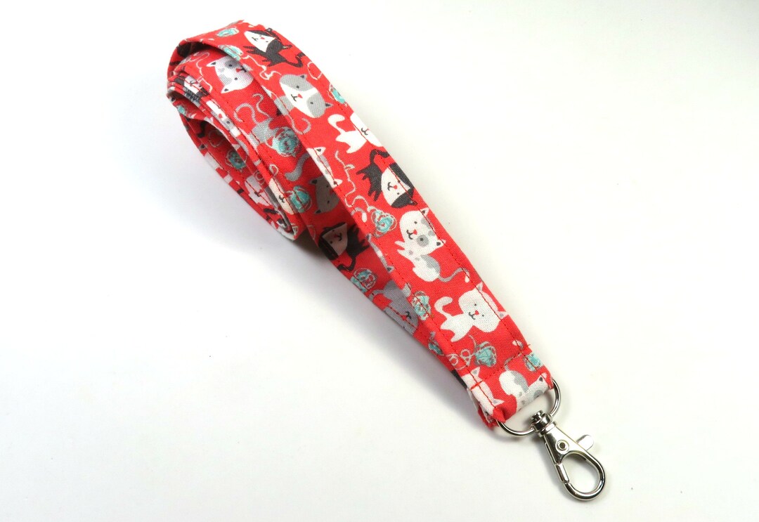 CATS Fabric Lanyard, Cats Badge Holder, Orange Red Cats Badge Holder ...