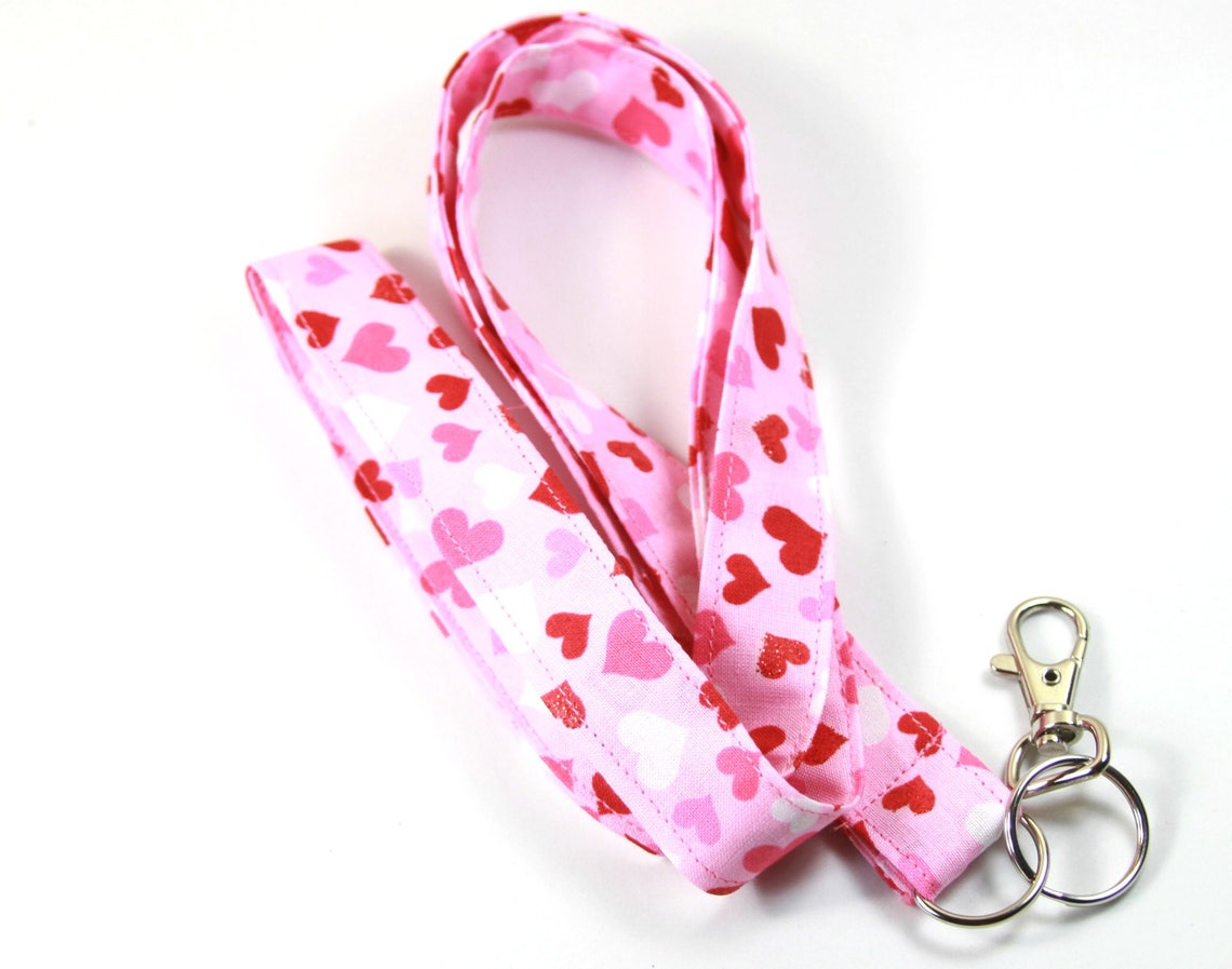 HEART Lanyard Heart Badge Holder Pink Heart Lanyard | Etsy