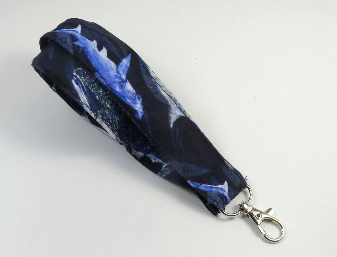 FISHES Fabric Lanyard, Shark Fish Lanyard, Blue Fish Lanyard, Fabric ...