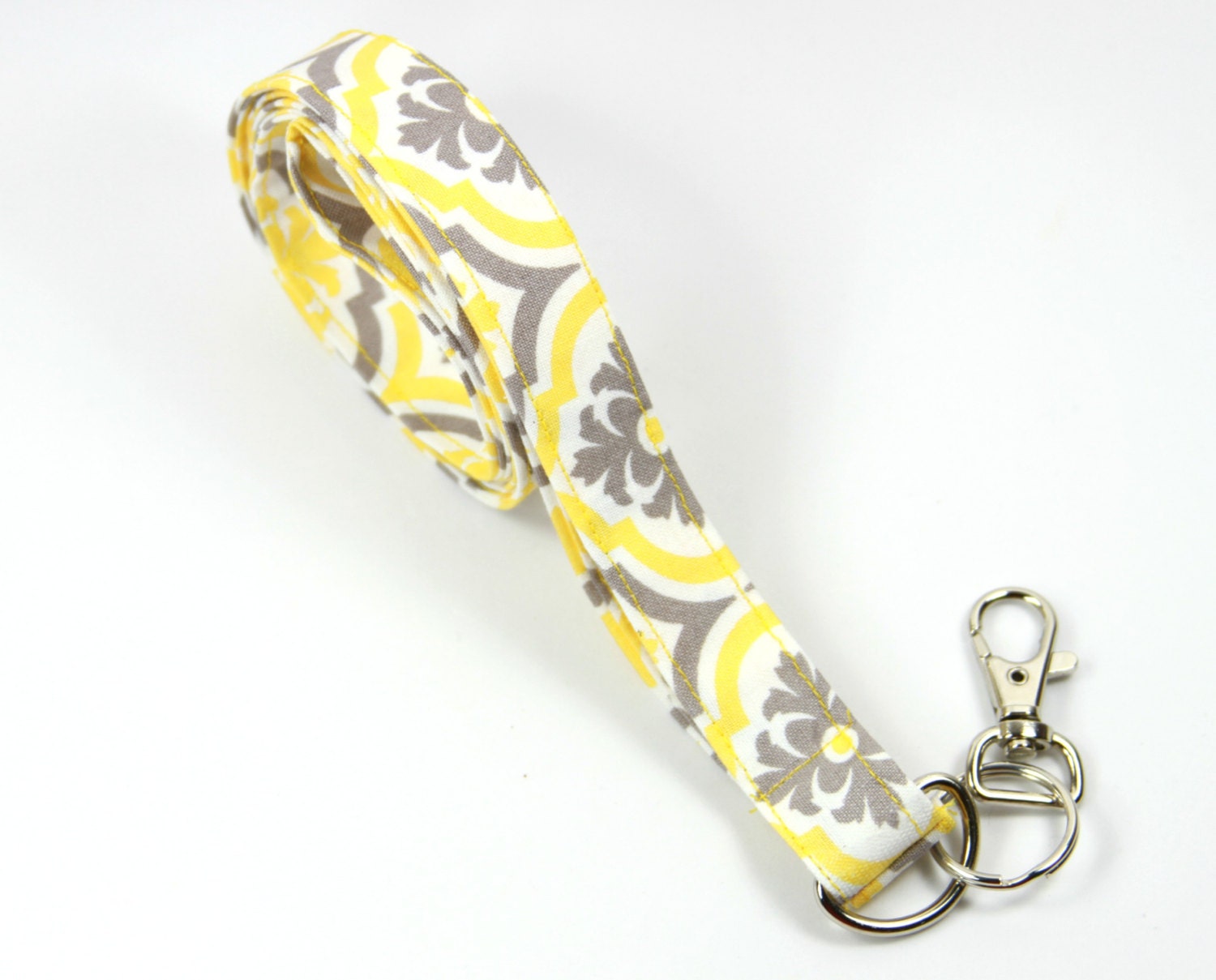 YELLOW Fabric Lanyard Yellow and Gray Fabric lanyard Fabric | Etsy
