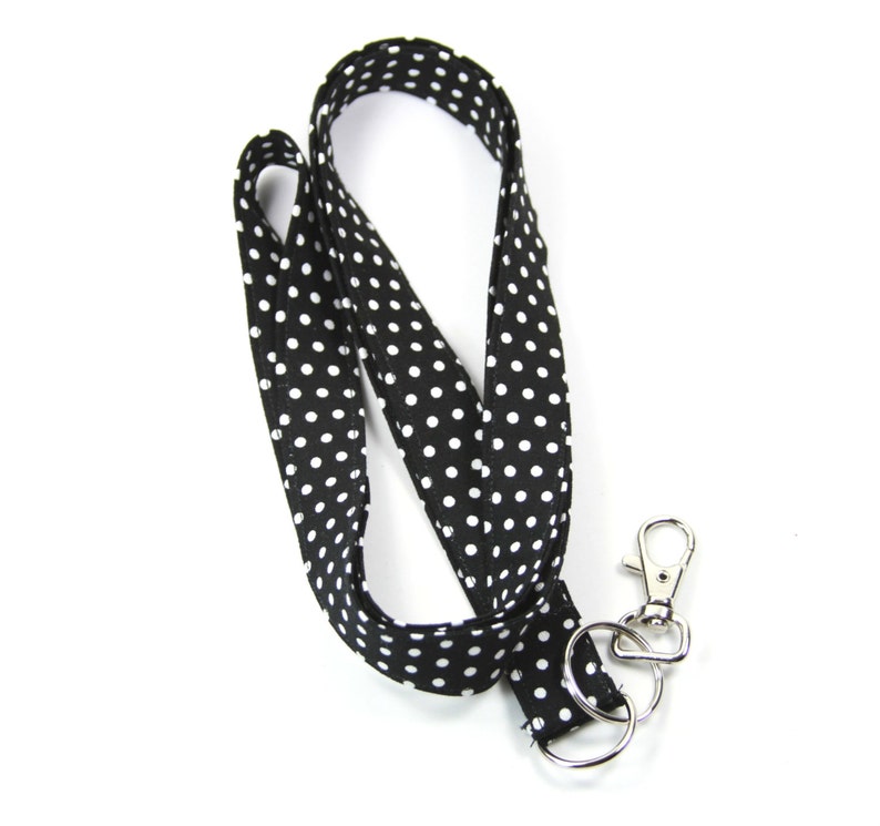 POLKA Fabric Lanyard Black and White Lanyard Fabric Lanyard - Etsy