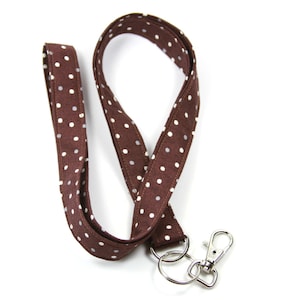 POLKA DOT Fabric Lanyard, Fabric Badge Holder, Brown Badge Holder ...