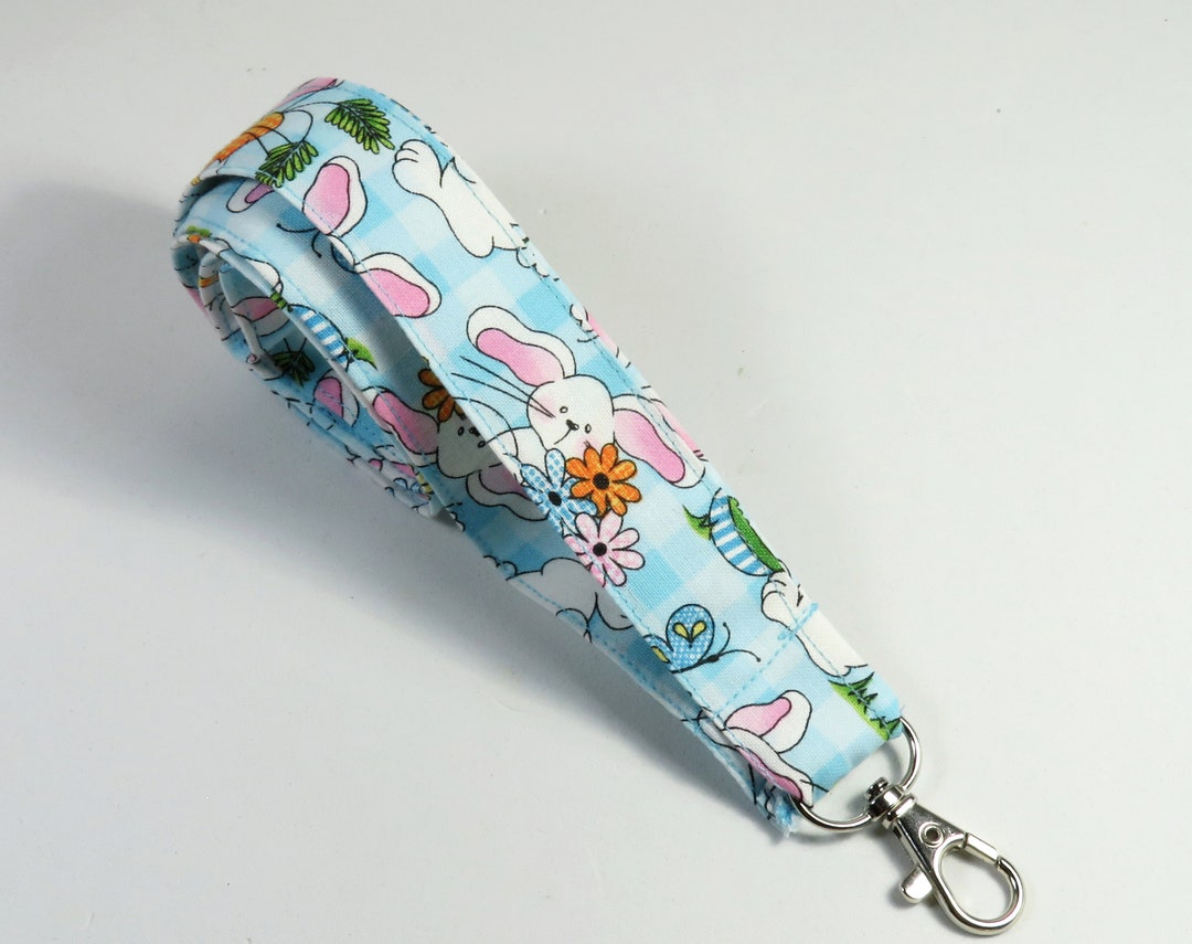 EASTER Fabric Lanyard, Easter Badge Holder, Bunny Rabbit Badge Holder ...