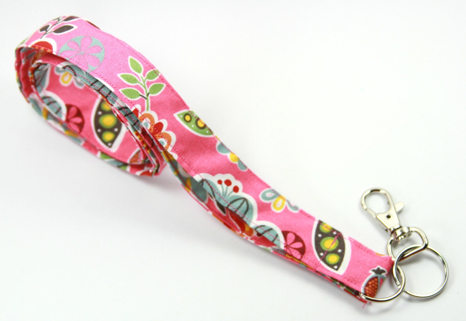 PINK Fabric Lanyard, Pink Badge Holder, Flower Lanyard, Pink ID Holder ...