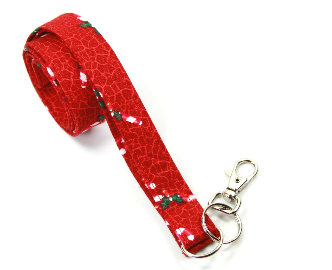 CANDY CANE Fabric Lanyard, Red Lanyard, Candy Cane Badge Holder ...