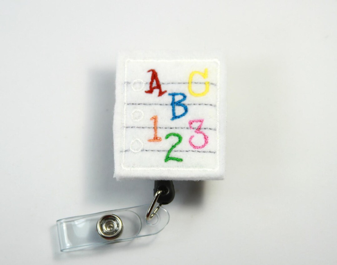 ABC Felt Badge Reel, School Badge Reel, 123 Badge Reel, Teachers Badge ...