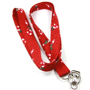 CANDY CANE Fabric Lanyard, Red Lanyard, Candy Cane Badge Holder ...