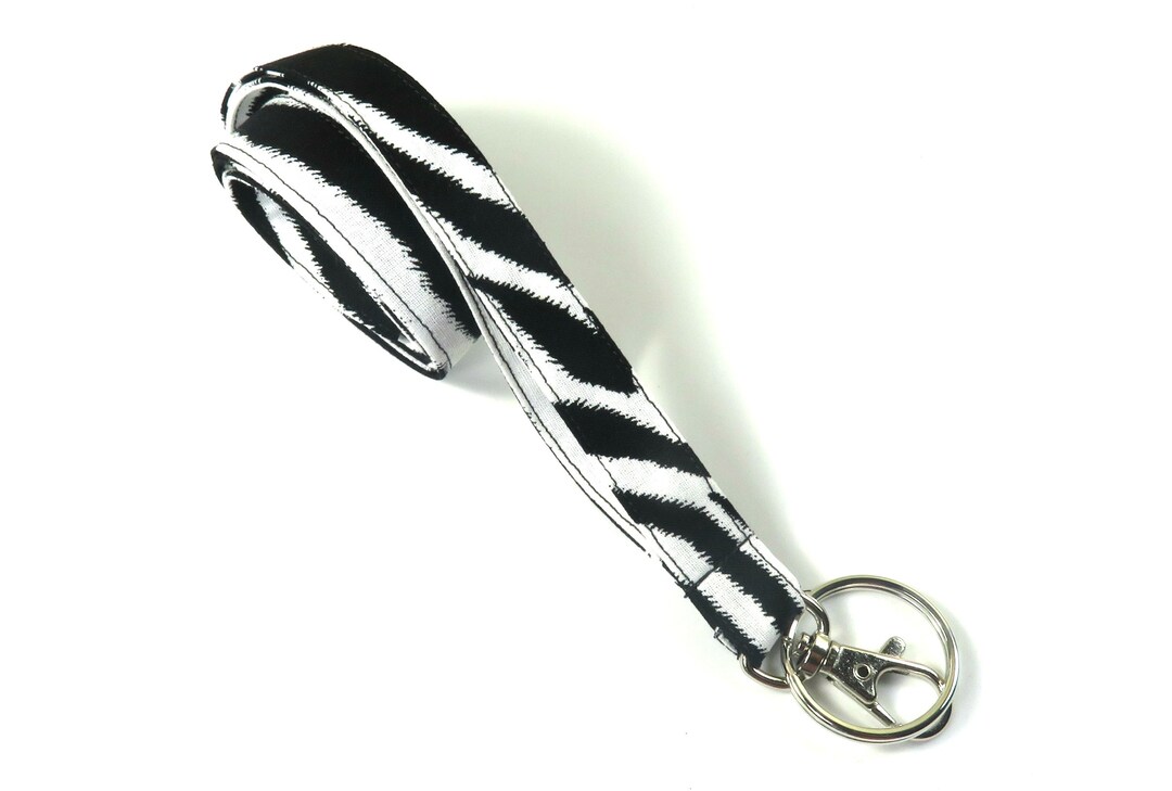 ZEBRA Fabric Lanyard, Skinny Badge Holder, Thin Lanyard, Sinny Zebra ...