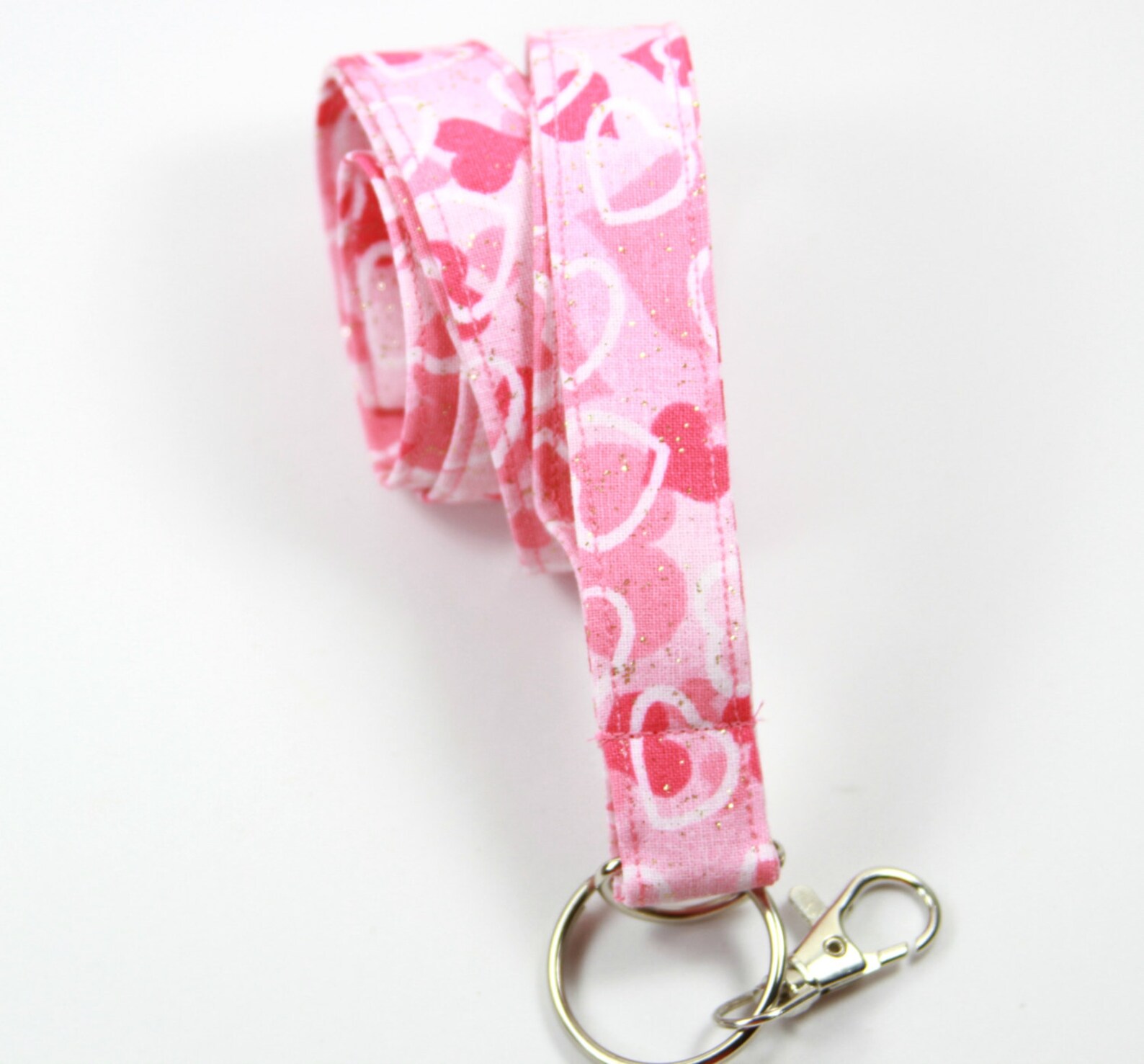 SPARKLY HEART Fabric Lanyard Fabric Badge Holder Heart - Etsy