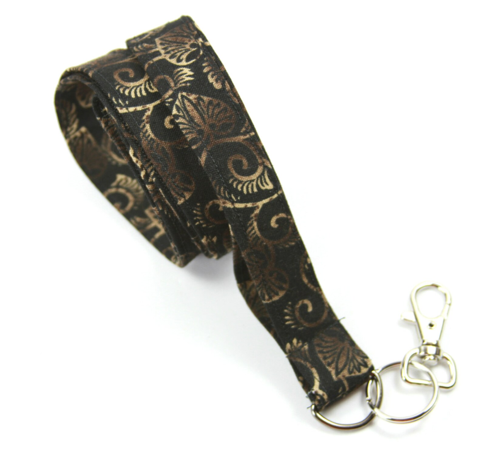 BLACK Fabric Lanyard, Black and Brown Fabric Lanyard, Fabric Badge ...