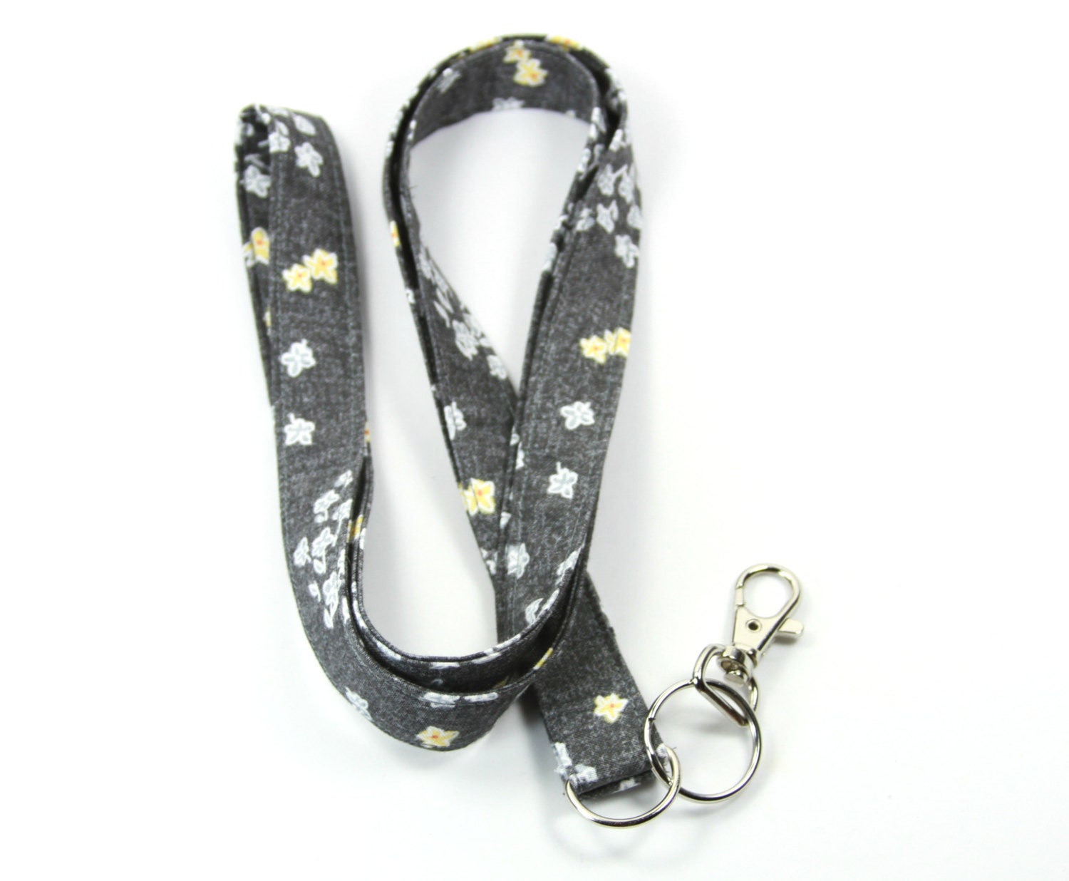Gray Fabric Lanyard titular de la insignia gris gris y - Etsy España