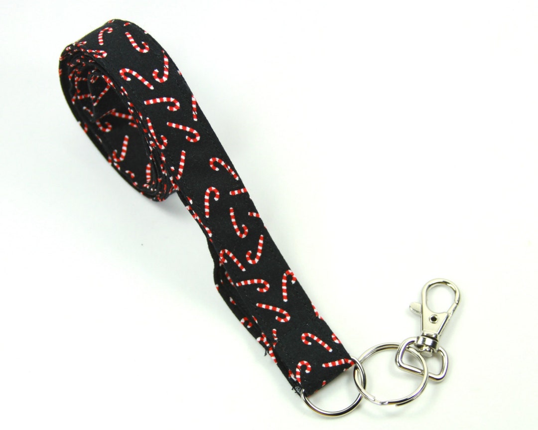 CANDY CANE Fabric Lanyard, Christmas Lanyard, Holiday Lanyard, Candy ...