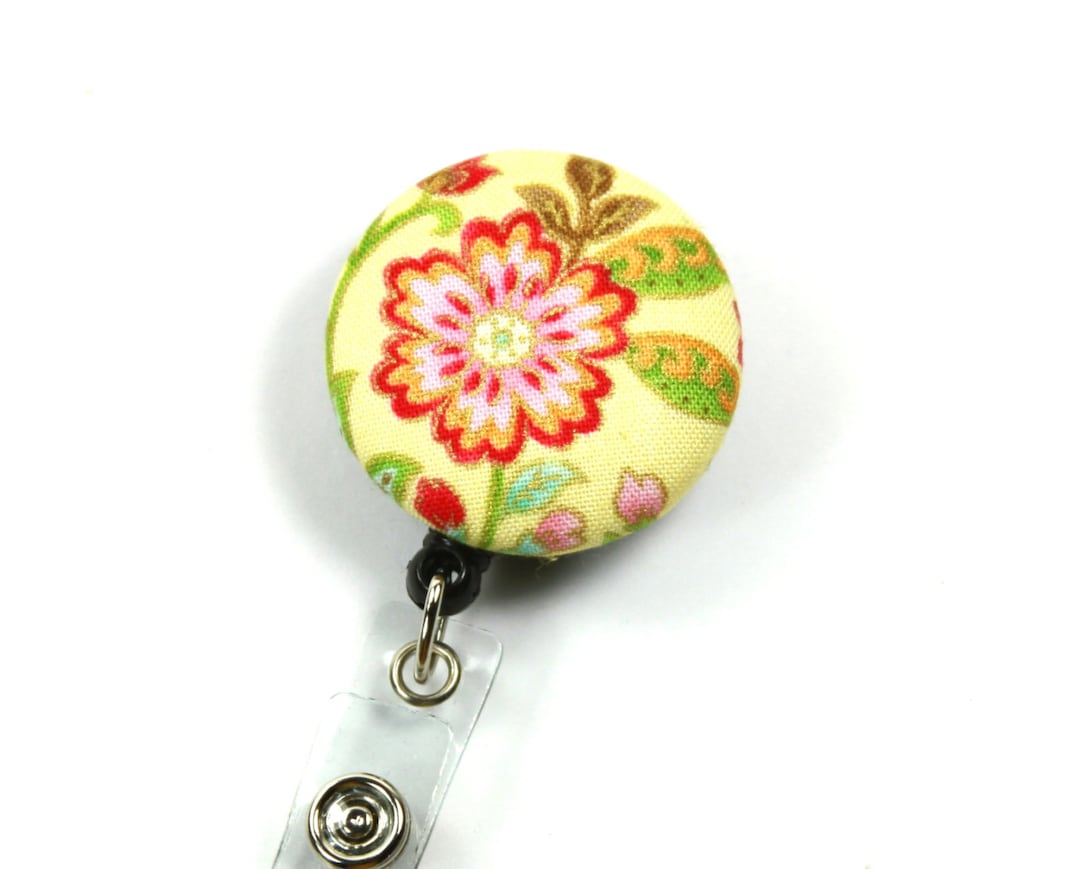 FLOWER Badge Reel, Floral Badge Reel, Retractable Badge Reel, Flower ...
